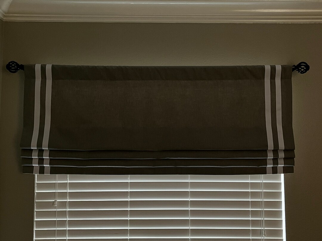 Faux Roman Shade Valance - Richloom Platinum Obi Linen Blend Pewter ...