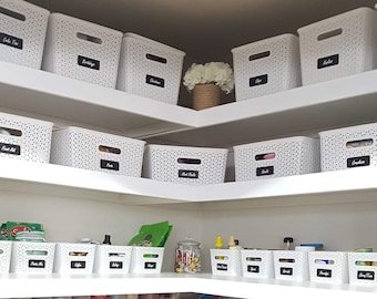 Kitchen Pantry Label Set, 18 Black Vinyl Pantry Stickers, Personalised ...