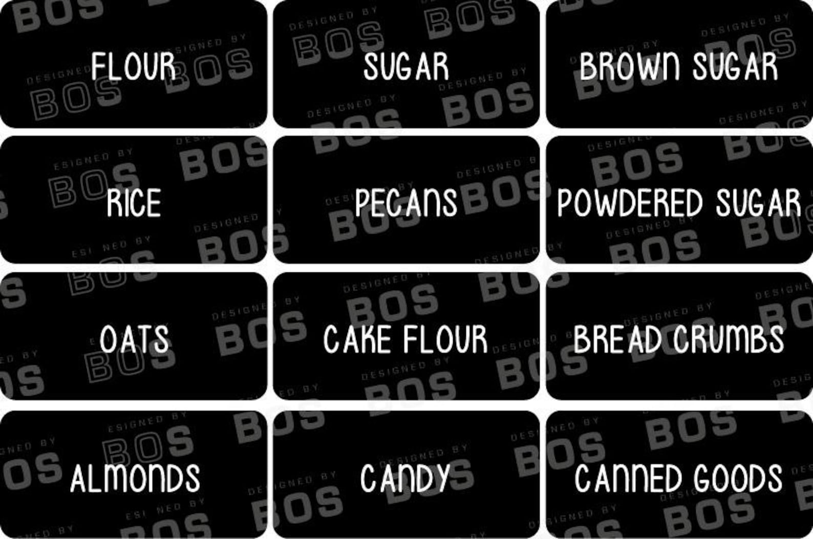 Kitchen Pantry Label Set, 18 Black Vinyl Pantry Stickers, Personalised ...