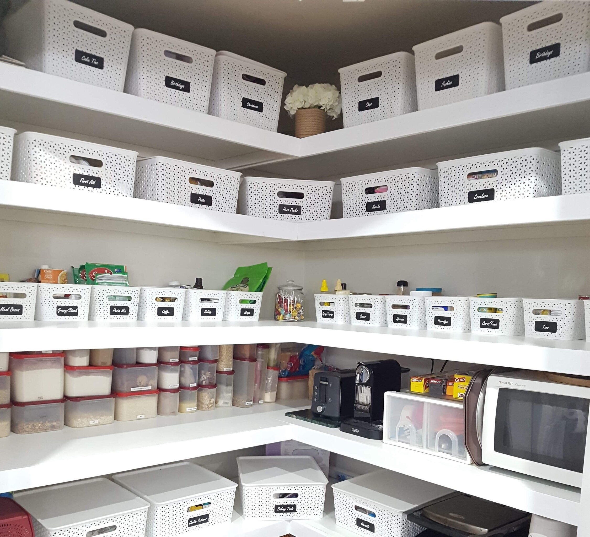 Kitchen Pantry Label Set, 18 Black Vinyl Pantry Stickers, Personalised ...