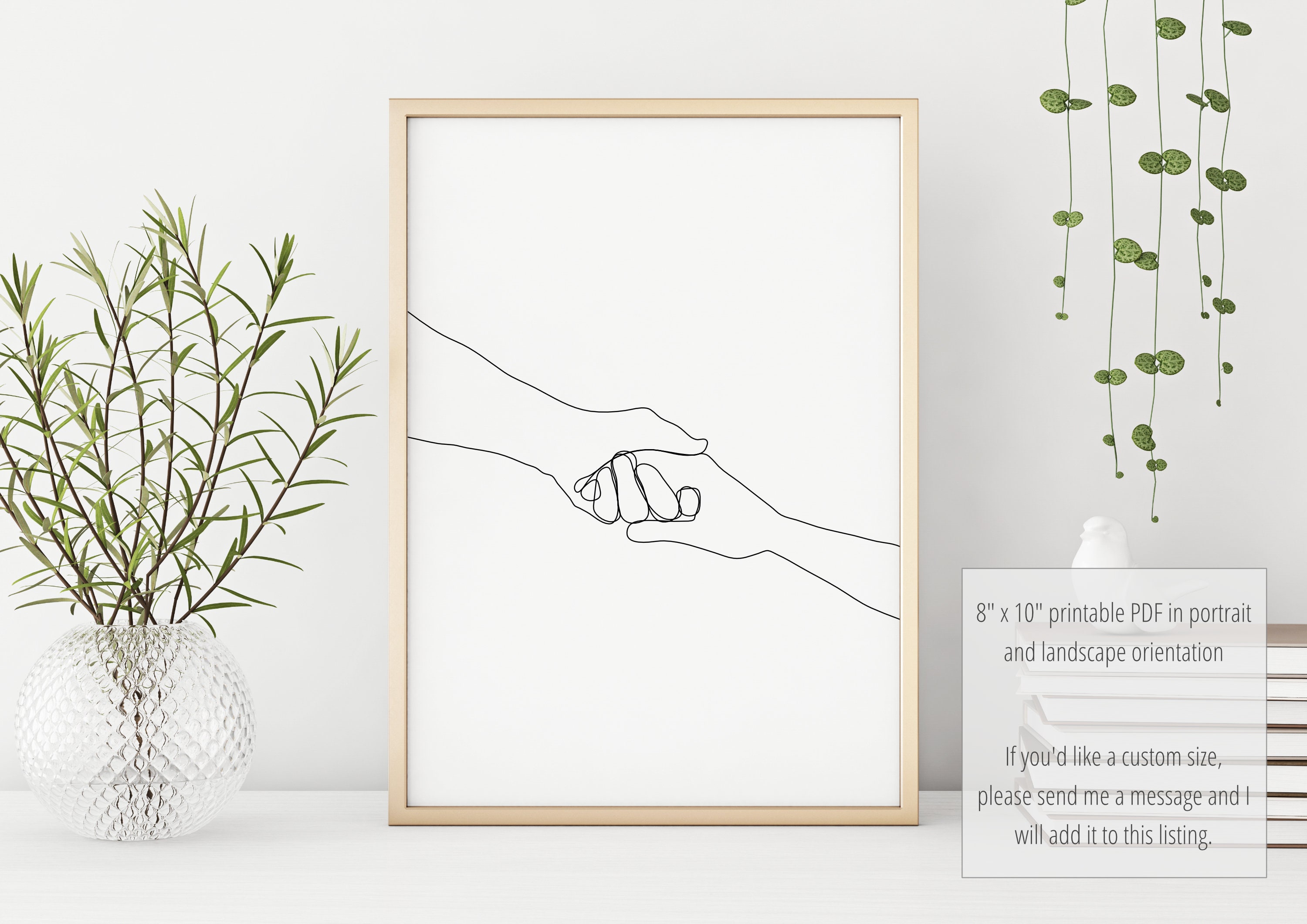 Printable Helping Hands Wall Art | Single Line Poster | Printable Art ...