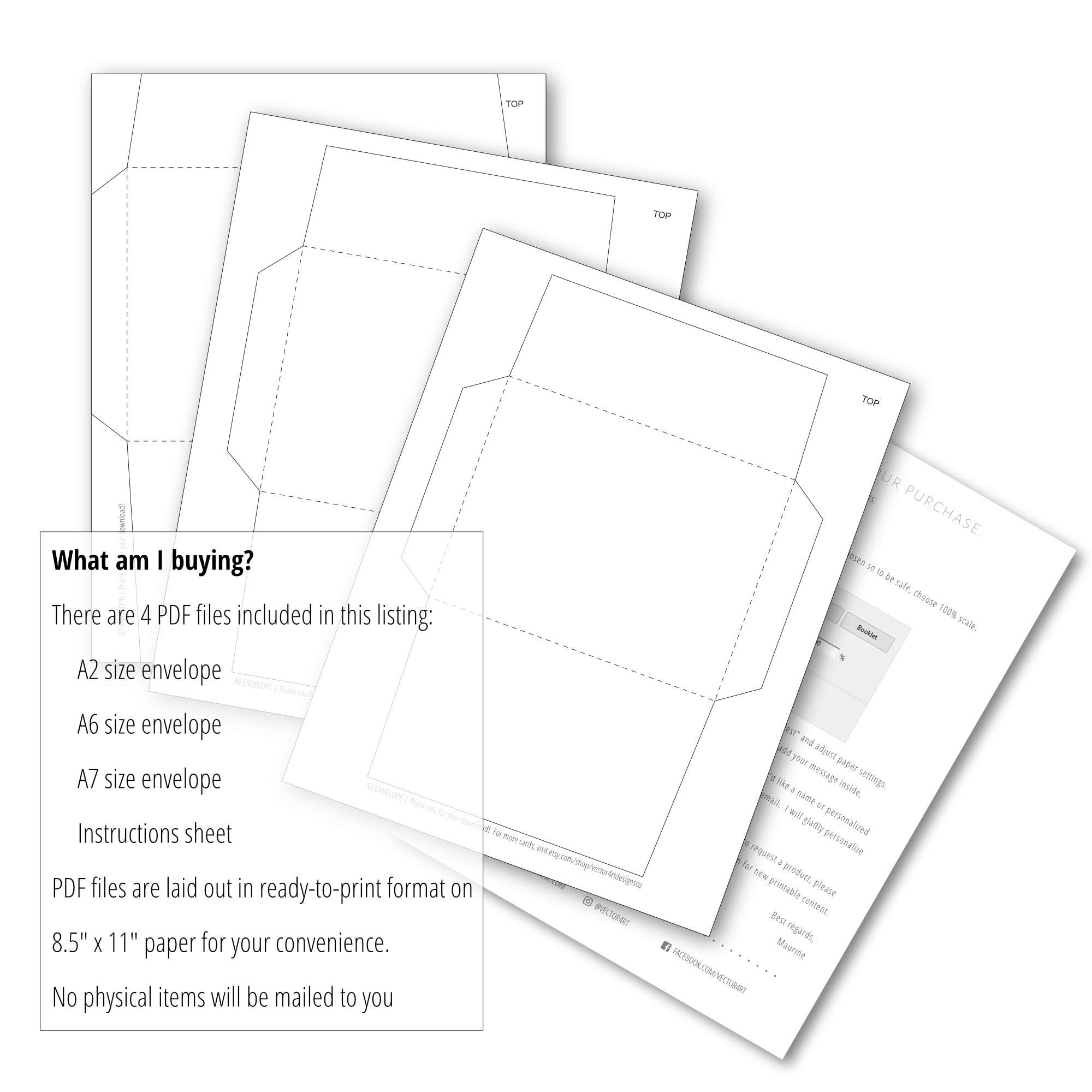 Printable Envelope Template | Assorted Sizes A7 A6 A2 - Etsy