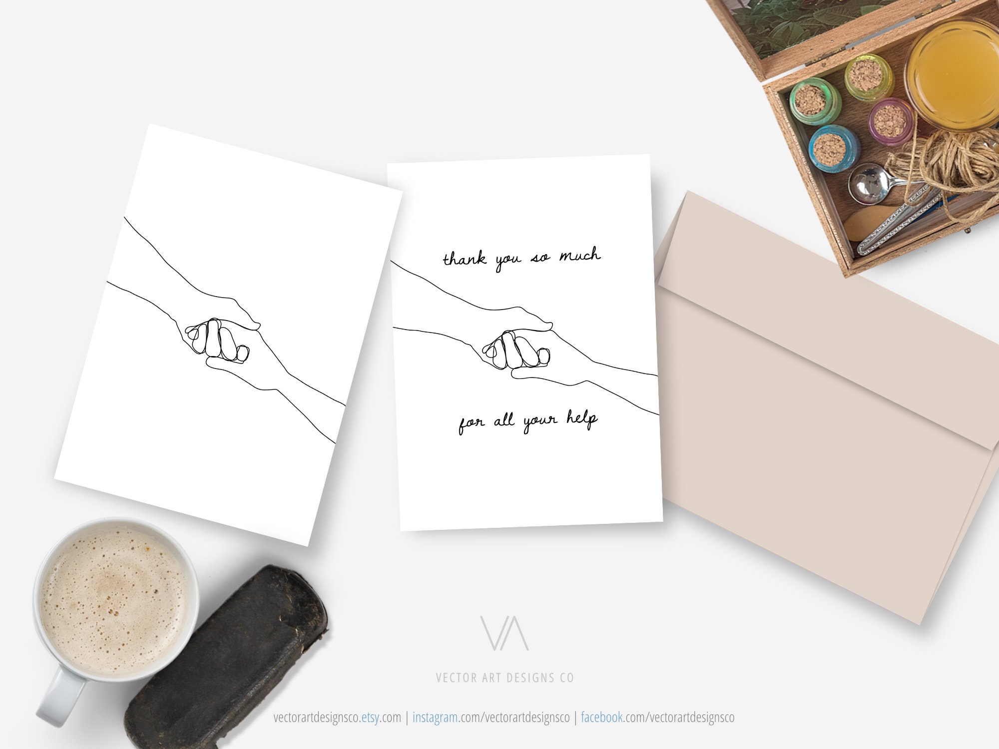 Printable Thank You Card | Single Line Art | Greeting Card | Note Card ...