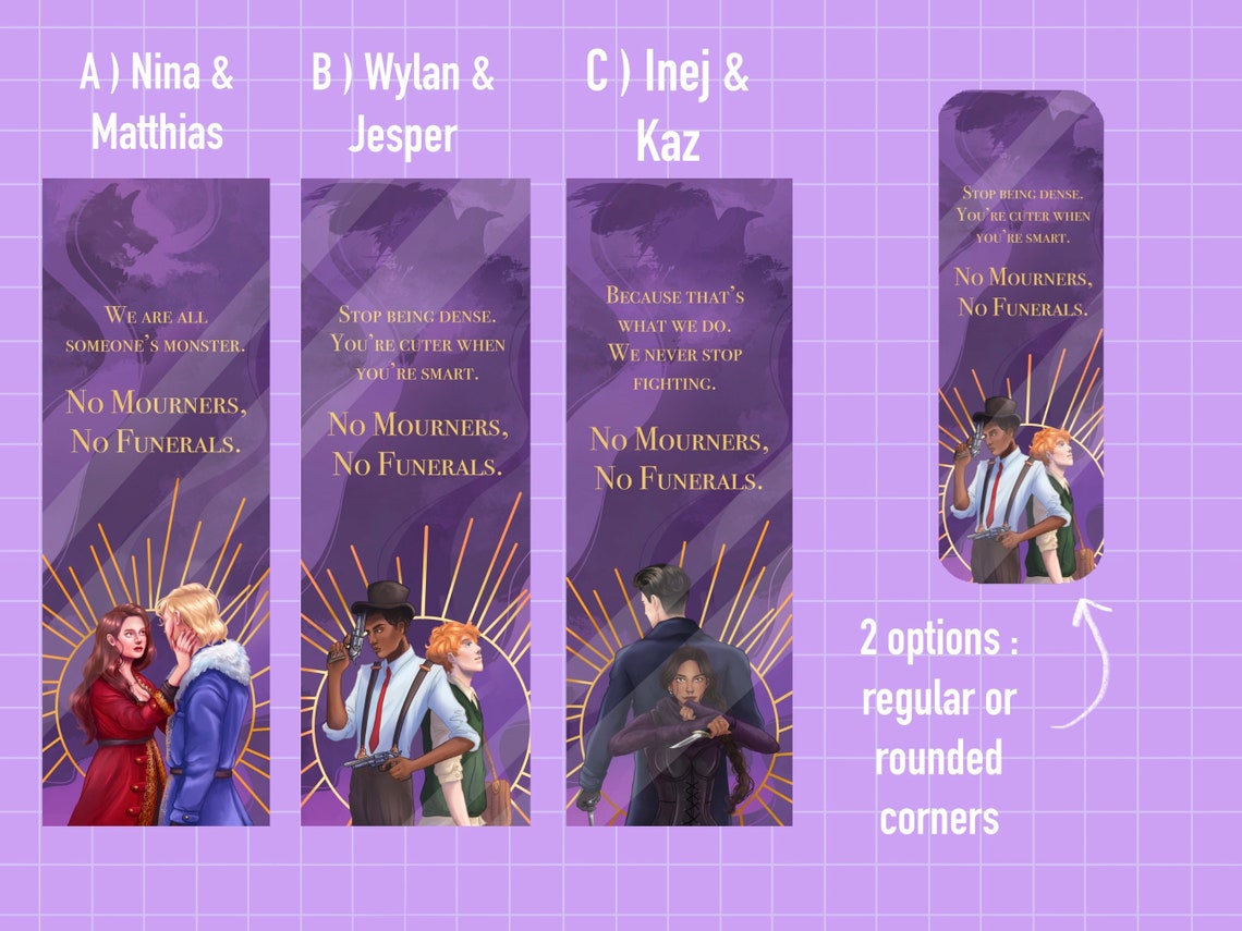SIX OF CROWS Bookmarks Kaz Brekker Inej Nina Matthias | Etsy
