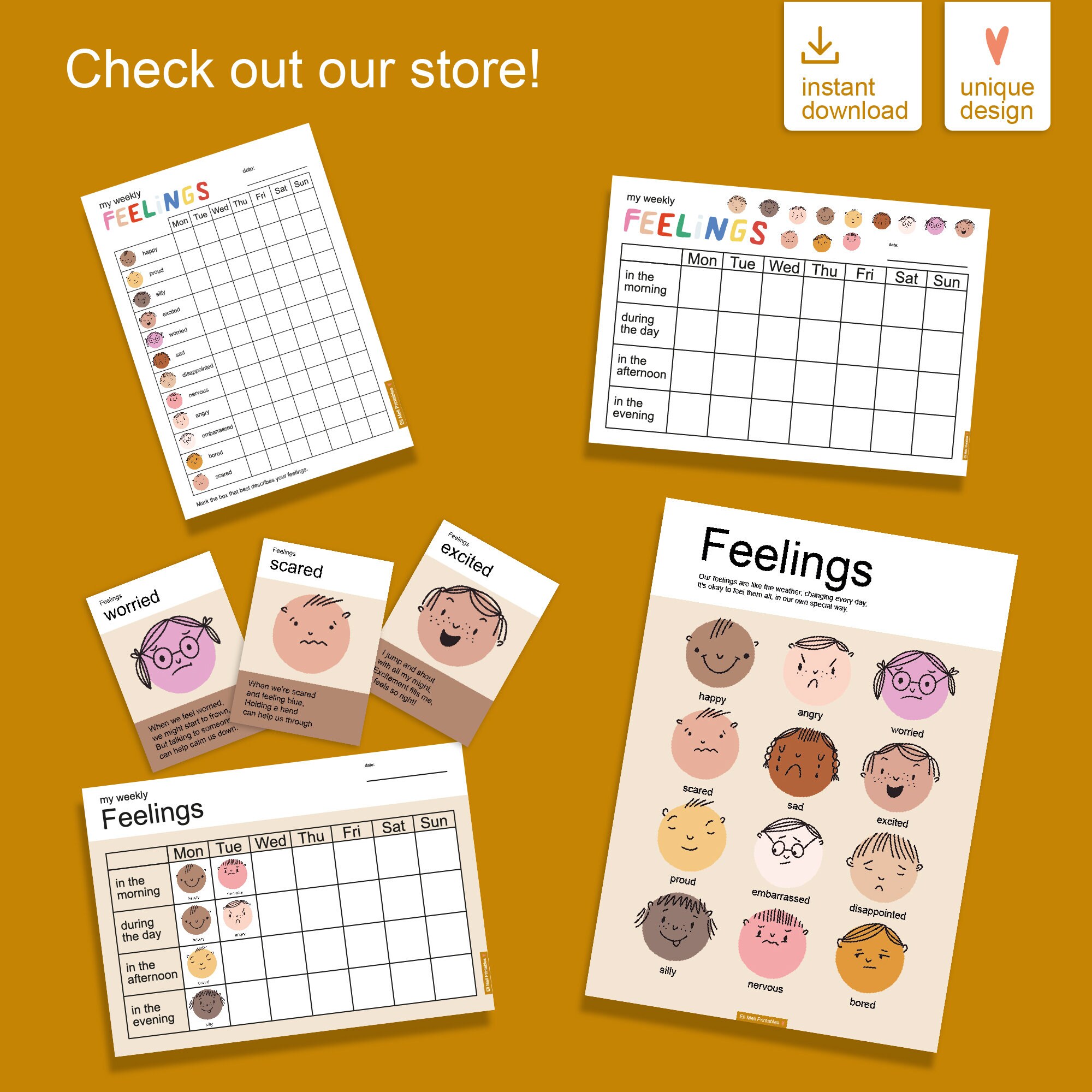 Kids Mood Tracker Printable, Emotion Chart for Children, Mood Chart ...