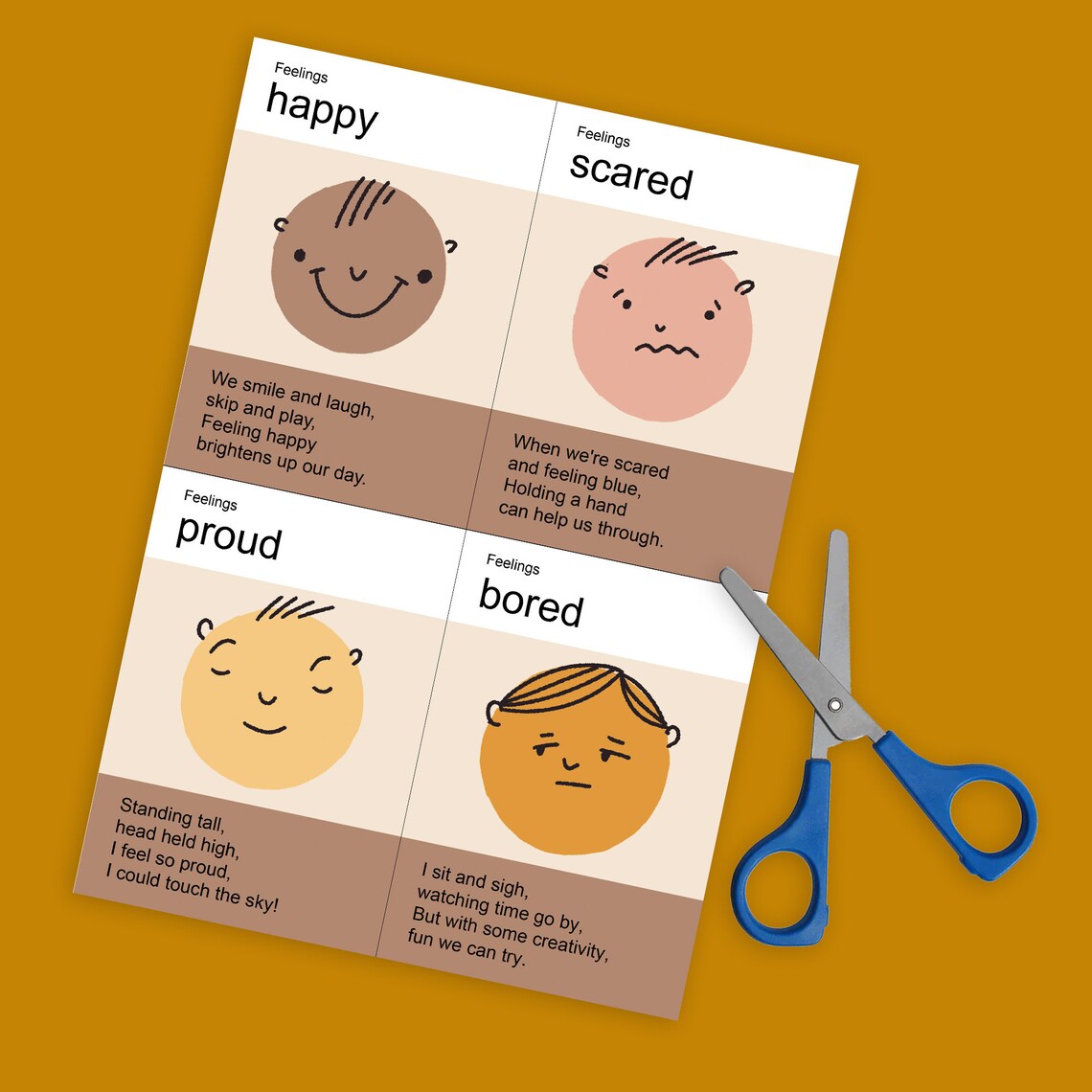 12 Emotion Flashcards for Kids Montessori Toddler Printables - Etsy