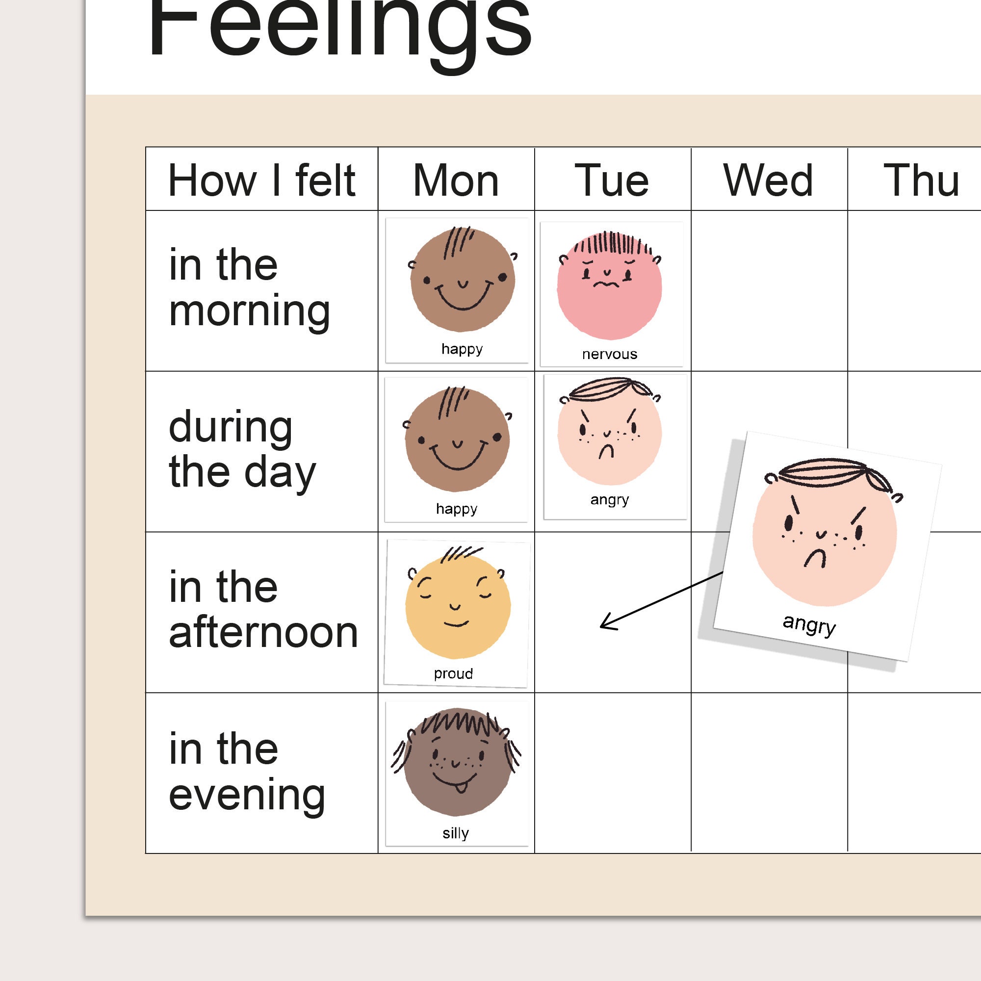 Kids Mood Tracker Printable, Emotion Chart for Children, Mood Chart ...