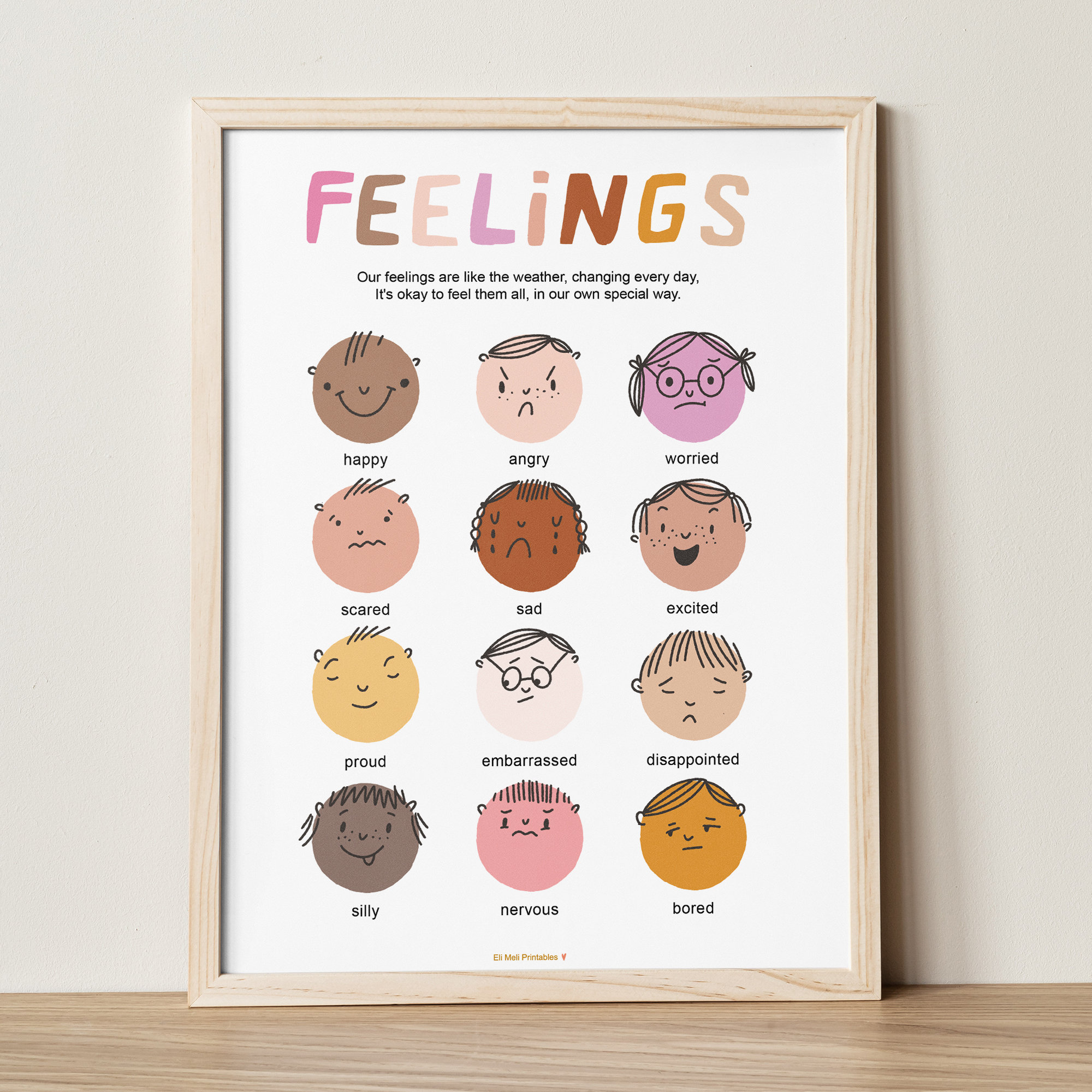 Kids Emotions, Montessori Poster, Emotions Wheel, Printable Feelings ...
