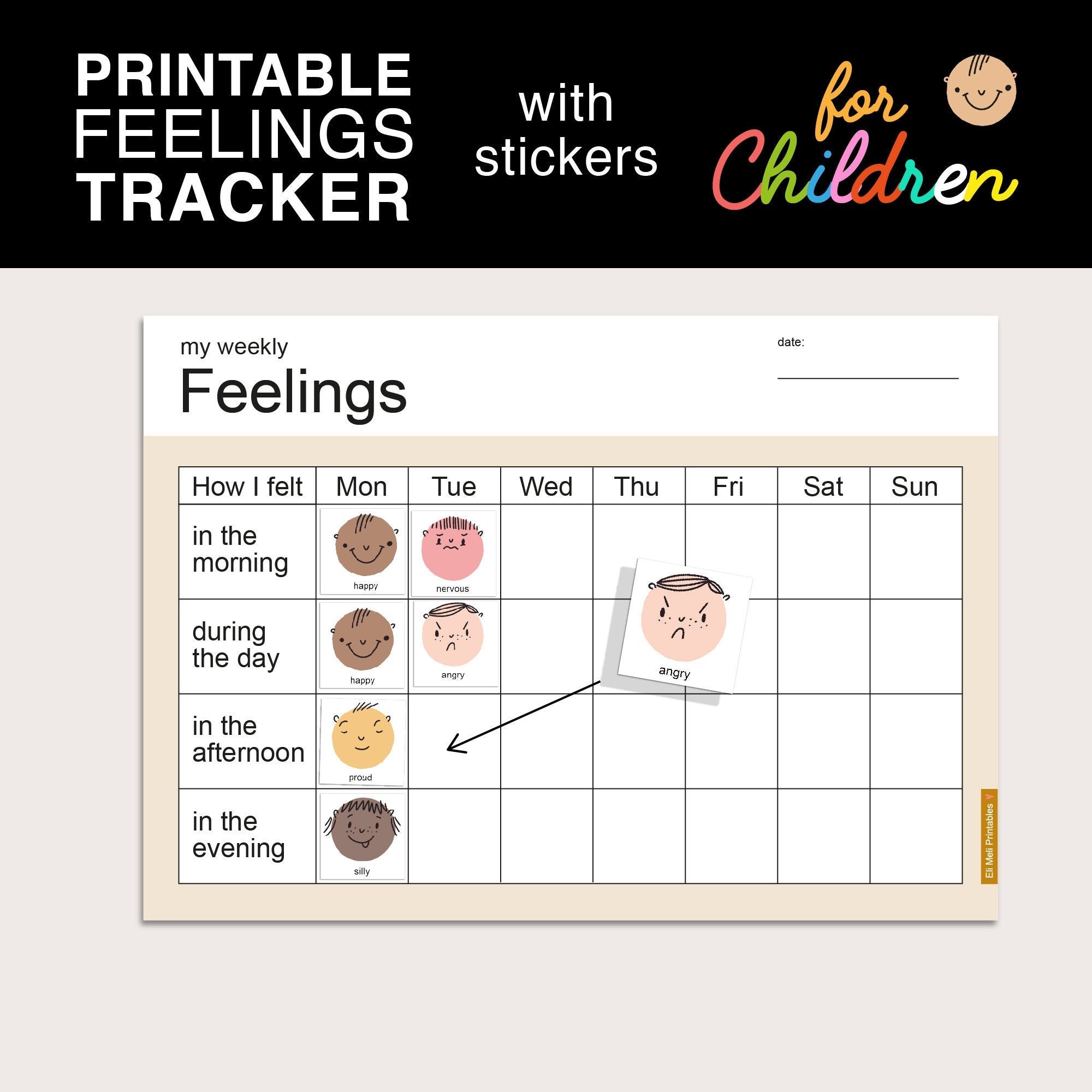 Kids Mood Tracker Printable, Emotion Chart for Children, Mood Chart, Autism Resources, ADHD Kids ...