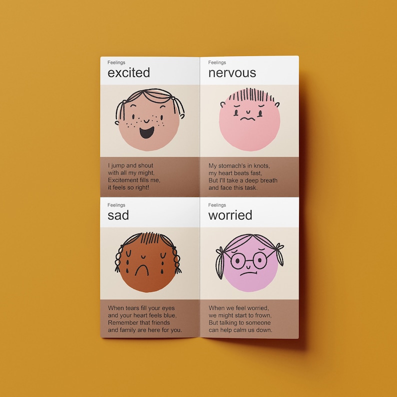 12 Emotion Flashcards for Kids, Montessori Toddler Printables ...