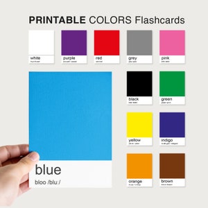 Learn Colors, 12 Flashcards for Toddler, Preschool Learning, Montessori ...