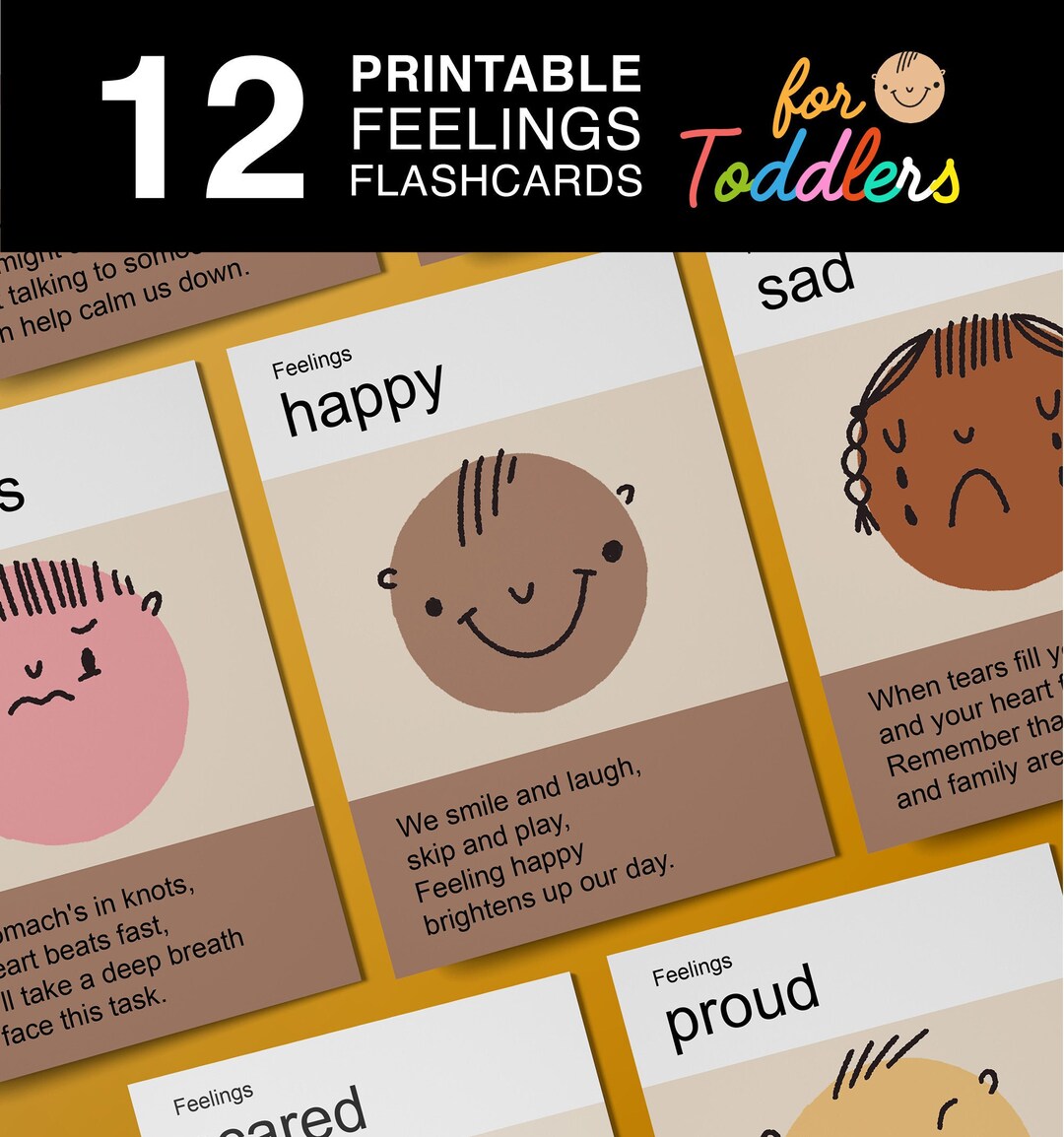 12 Emotion Flashcards, Feelings Cards, Calming Corners, Educational ...