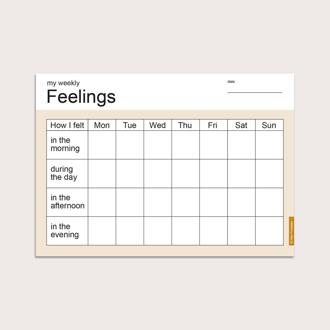 Kids Mood Tracker Printable, Emotion Chart for Children, Mood Chart ...