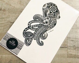 Octopus Zentangle - Etsy UK