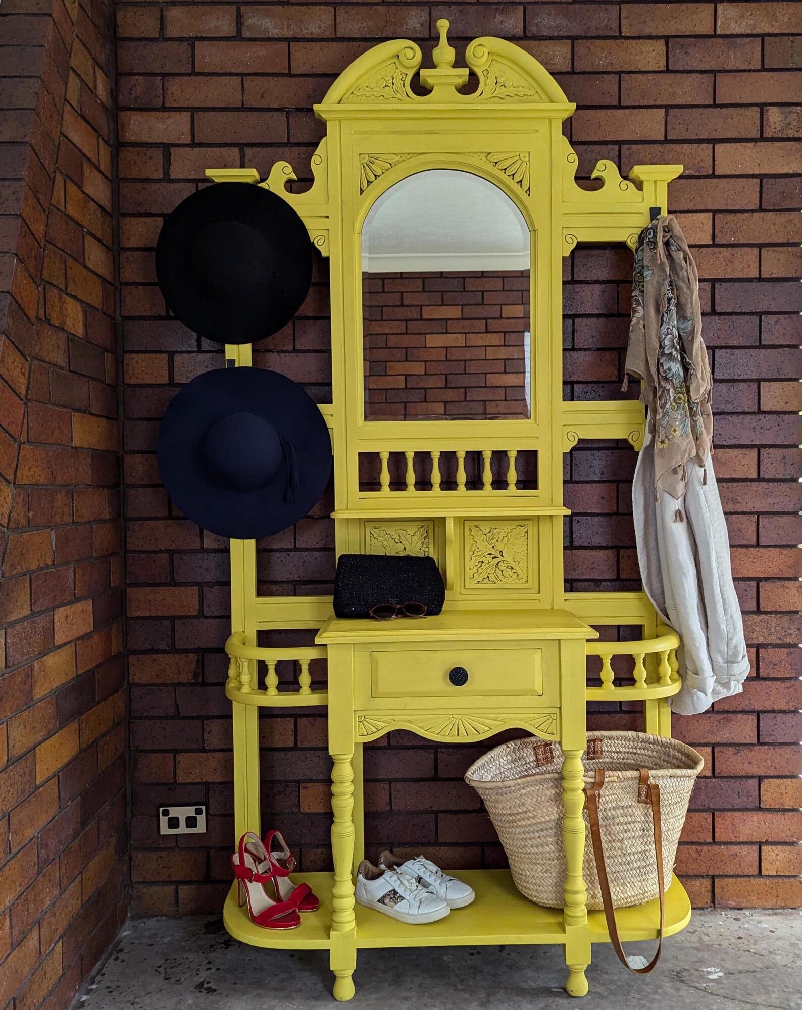 Upcycled Antique Solid Wood Hall Stand - Height 230cm - Width 110cm ...