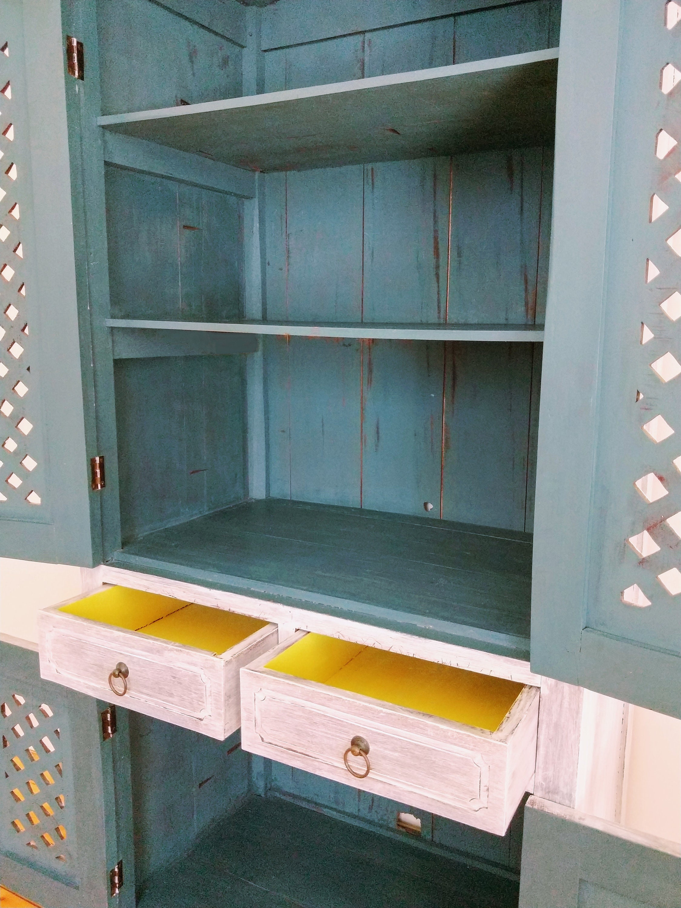 SOLD OUT Upcycled Wood Sideboard Buffet Cabinet White Washed and Blue ...