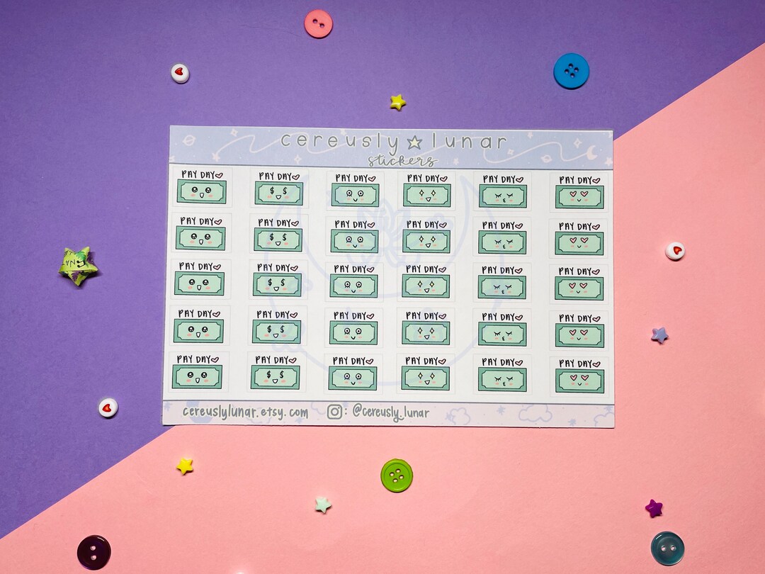 Pay Day Stickers 30 Stickers Money Stickers Planner - Etsy