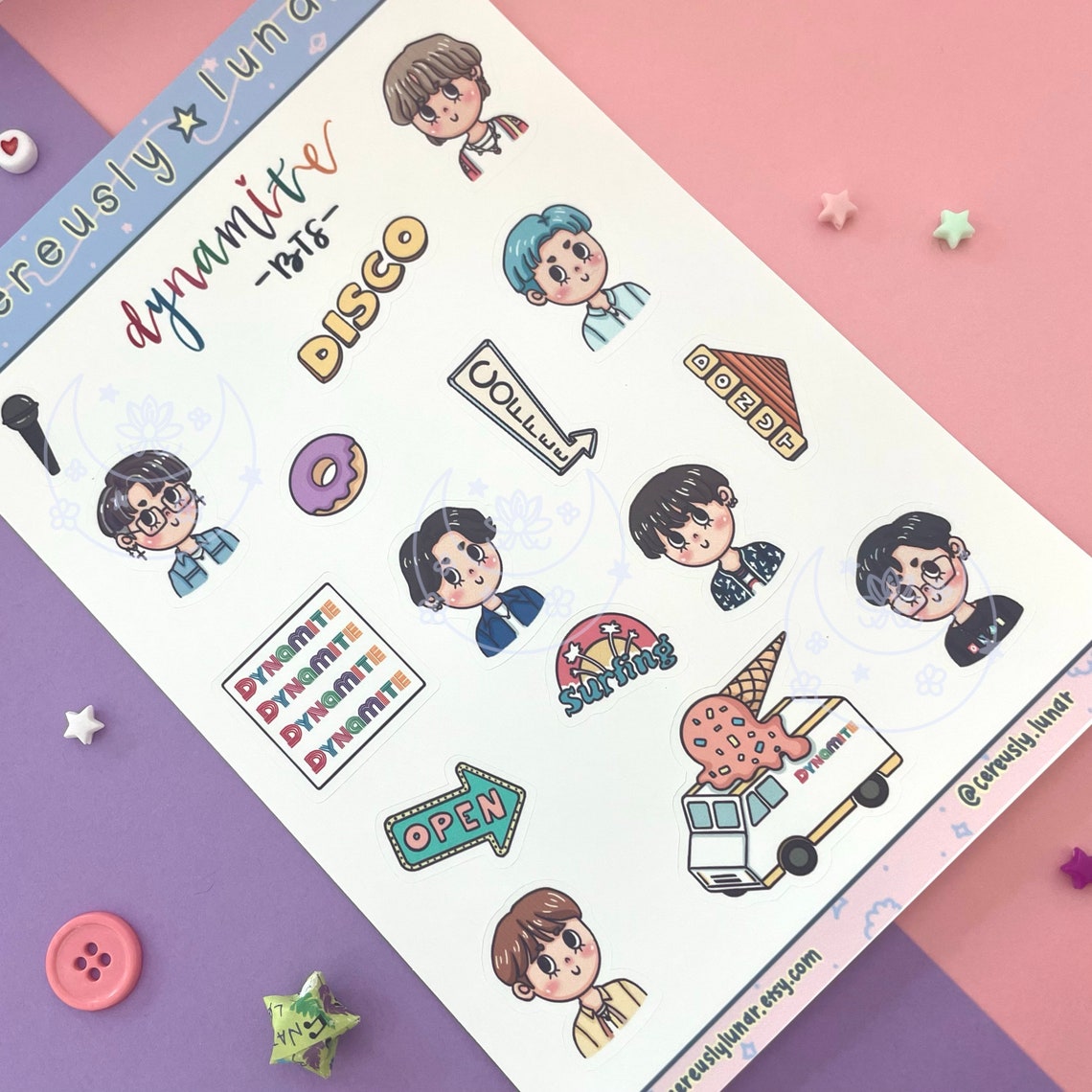 BTS Dynamite Sticker Sheet Kpop Stickers Cute Korean - Etsy