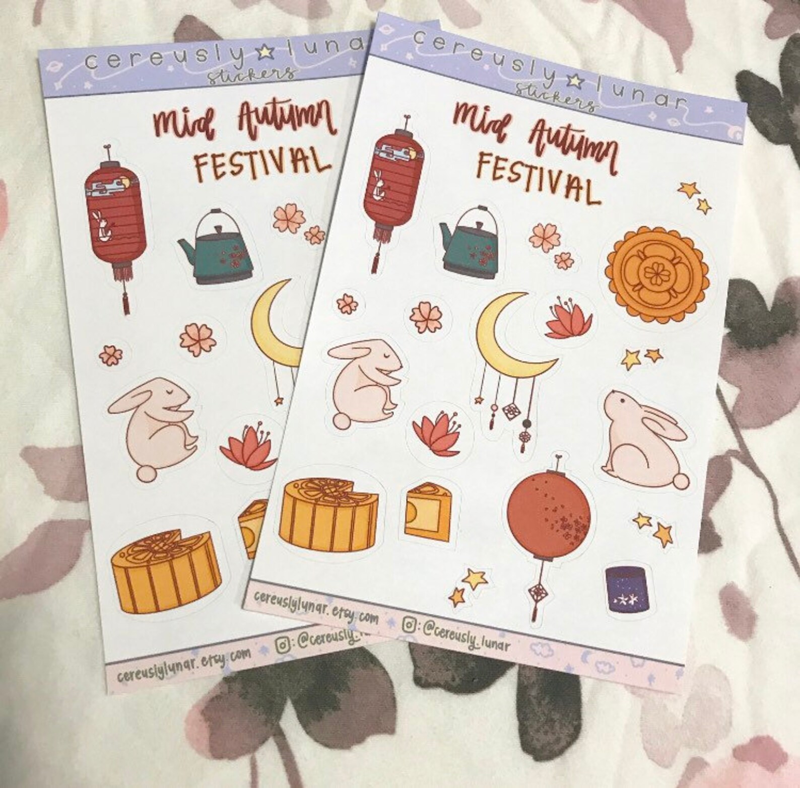 Mid-autumn Festival Stickers Mooncake Stickers Lantern | Etsy