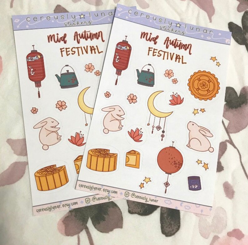 Mid-autumn Festival Stickers Mooncake Stickers Lantern | Etsy