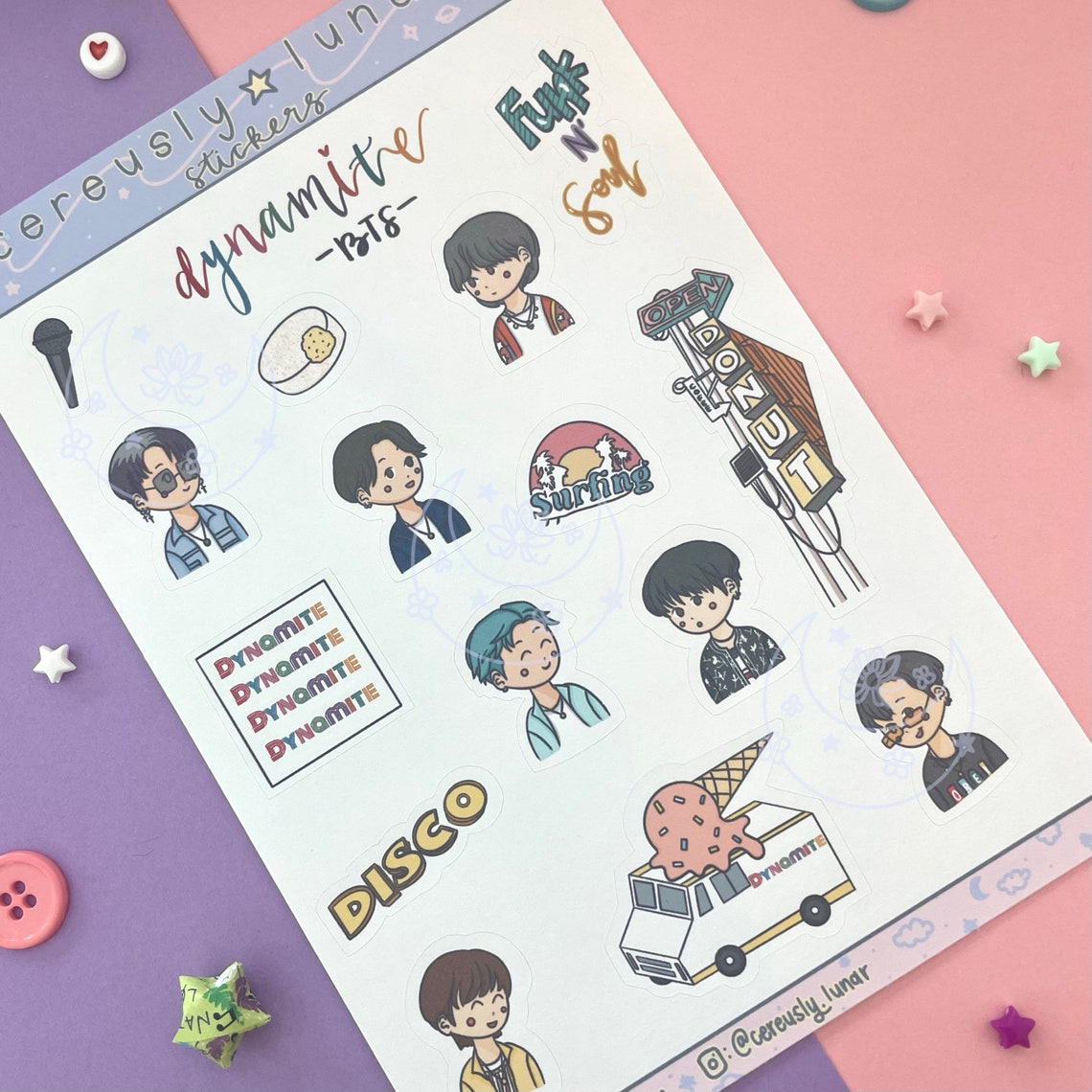 BTS Dynamite Sticker Sheet Kpop Stickers Cute Korean - Etsy