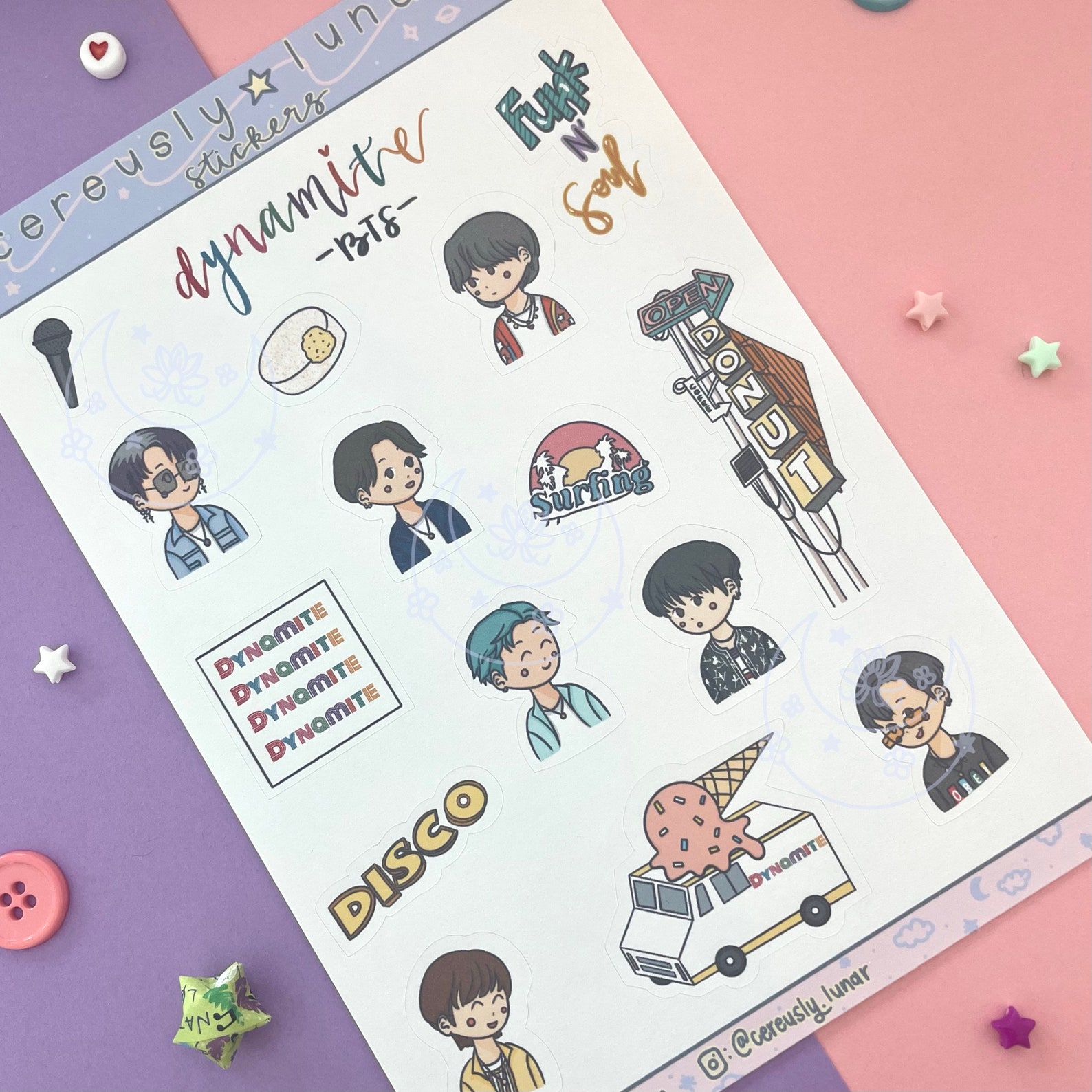 BTS Dynamite Sticker Sheet Kpop Stickers Cute Korean - Etsy