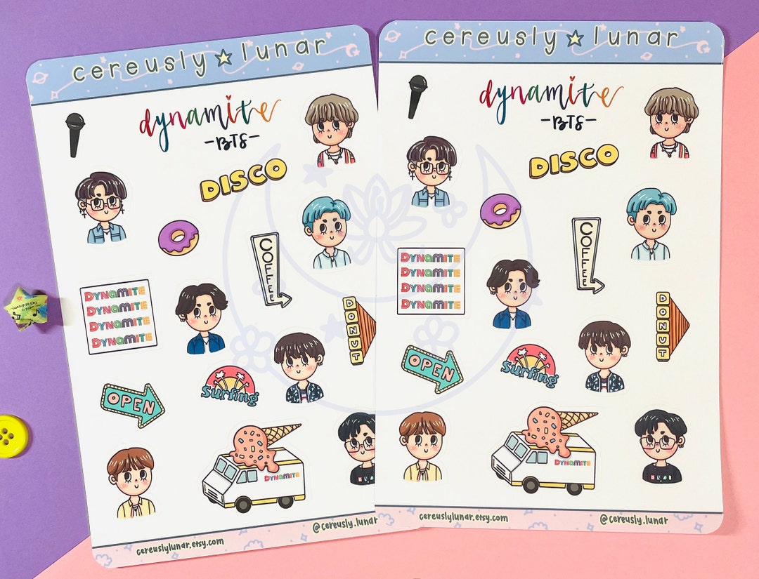 BTS Dynamite Sticker Sheet Kpop Stickers Cute Korean - Etsy