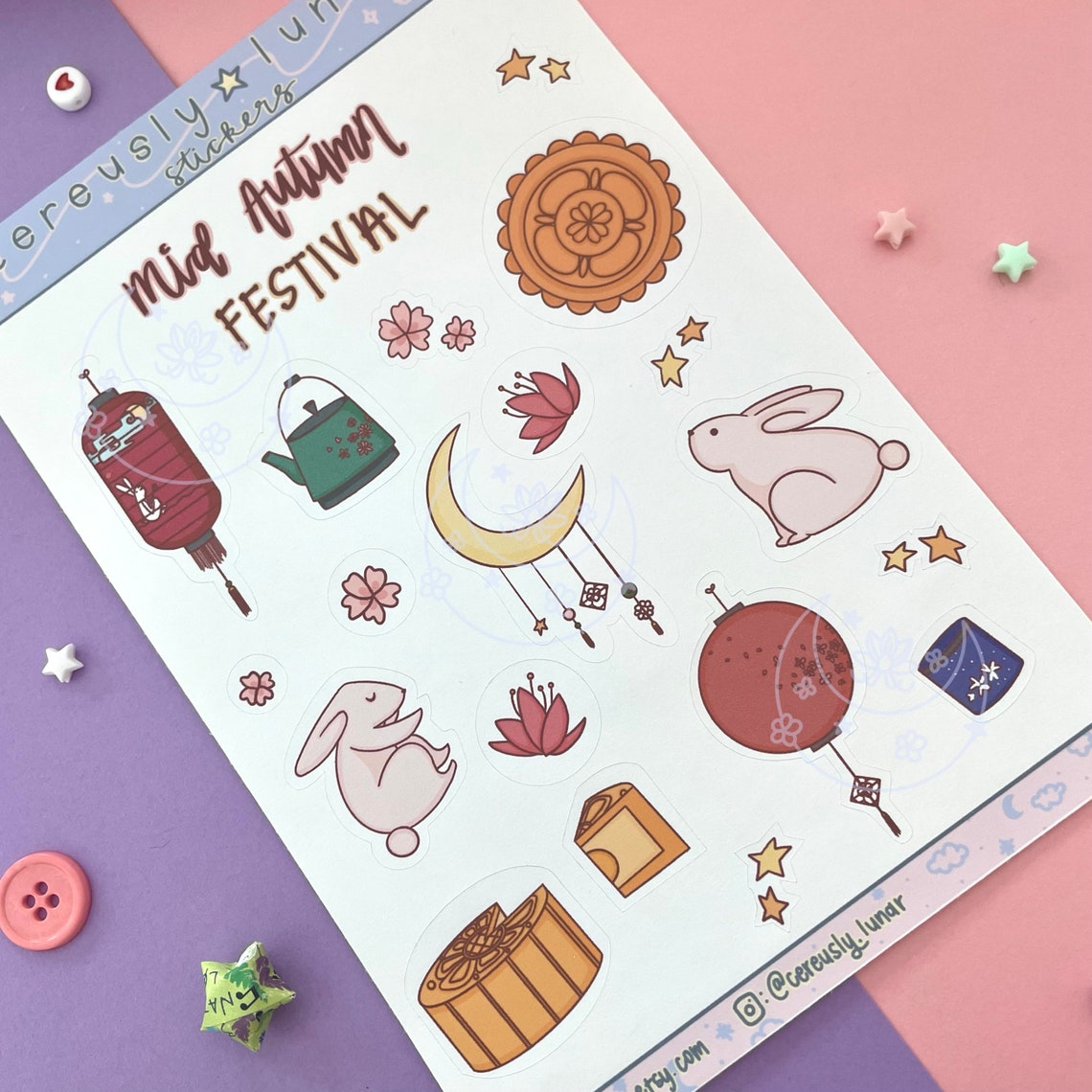 Mid-autumn Festival Stickers Mooncake Stickers Lantern - Etsy