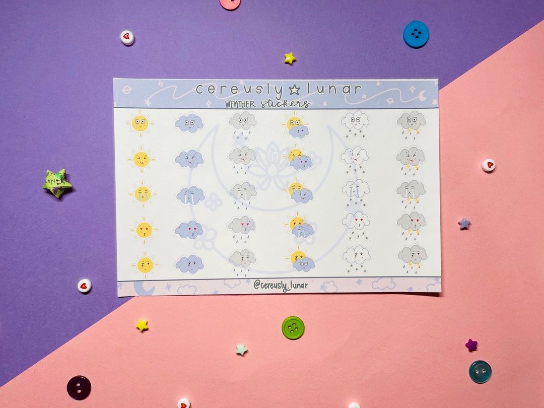 Weather Stickers FULL | Planner Stickers | Weather Tracker | Cute ...