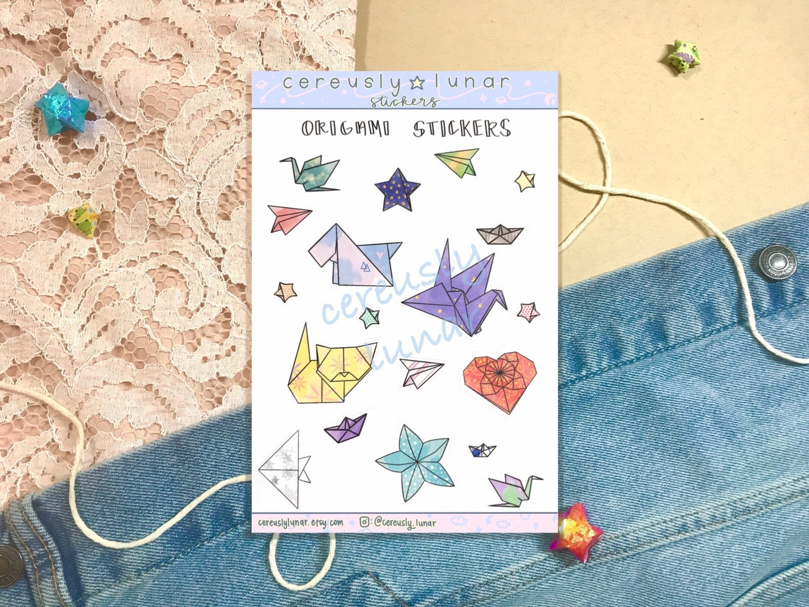 Origami Stickers Paper Stickers Japanese Stickers - Etsy