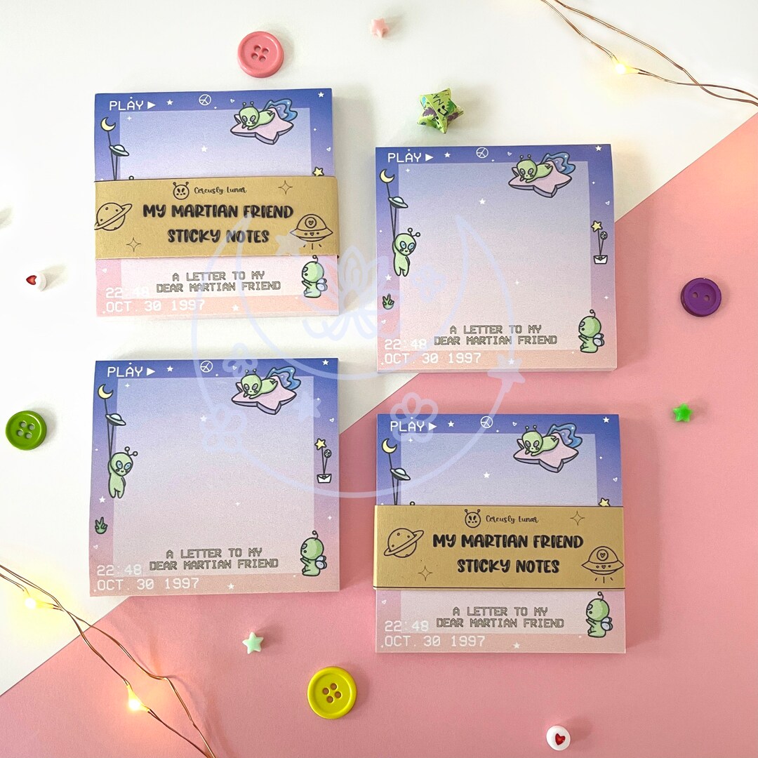 My Martian Friend Sticky Notes Cute Alien Illustration - Etsy