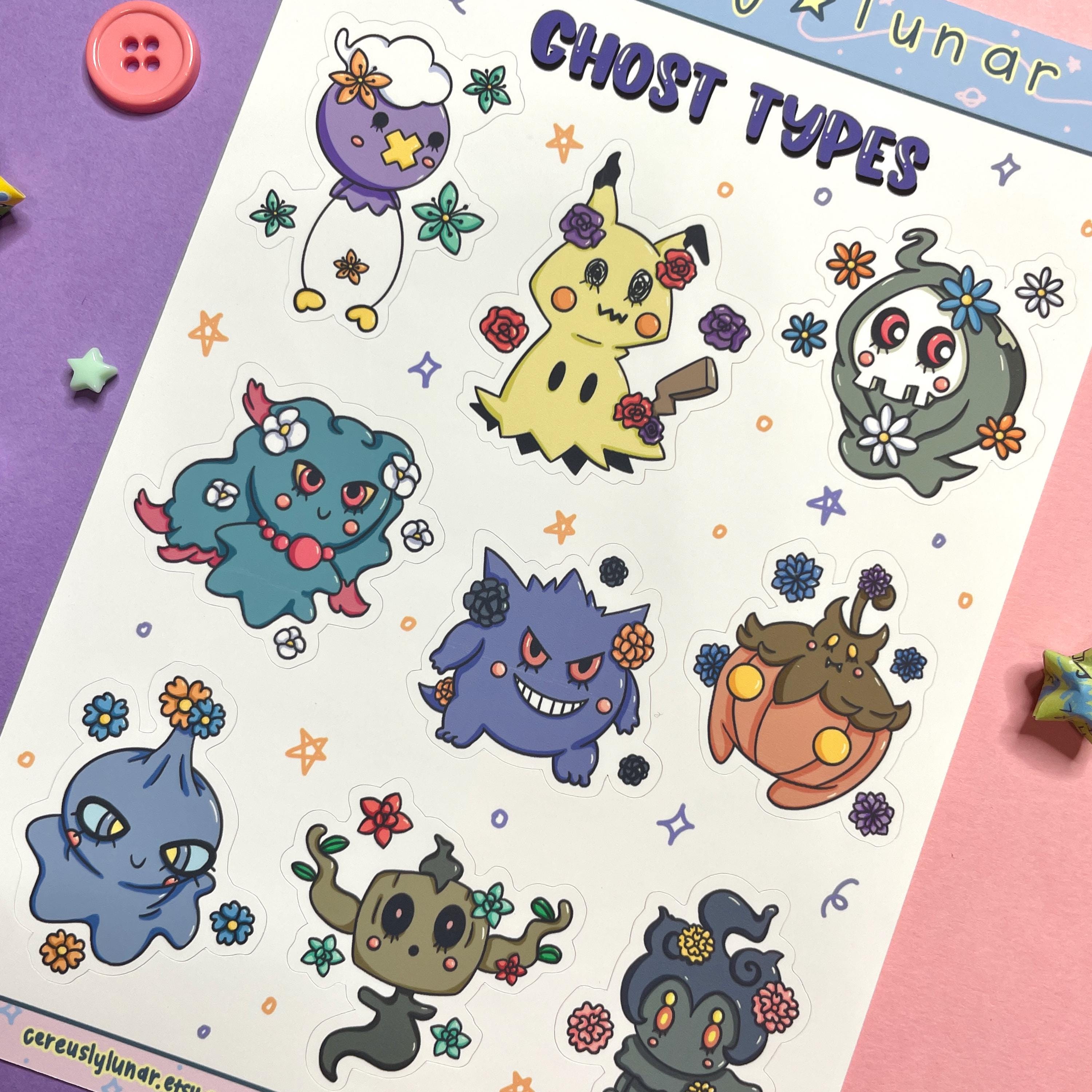 Japanese Pocket Monster Ghost Sticker Sheet | Planner Stickers | Cute ...