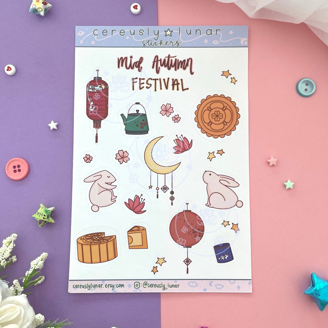Mid-autumn Festival Stickers Mooncake Stickers Lantern - Etsy