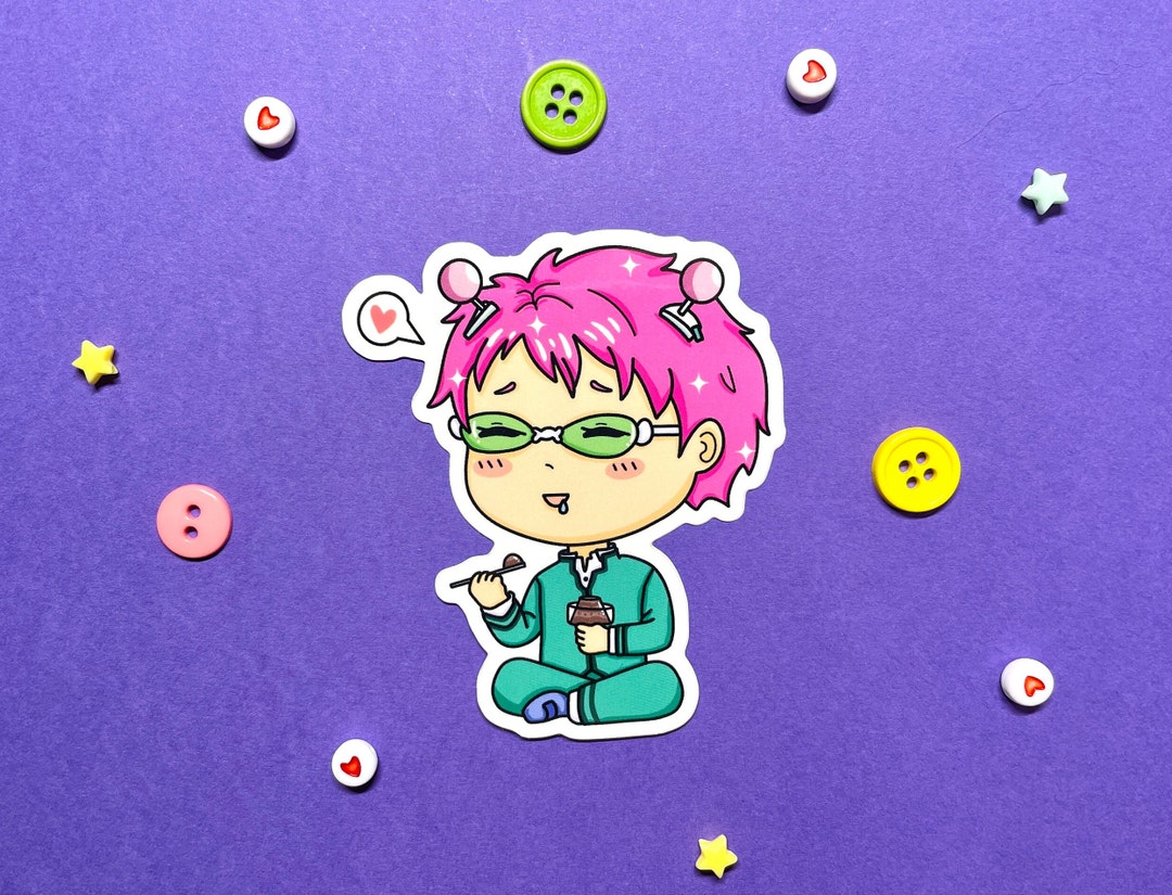 Psychic Anime Anime Sticker Cute Pink Hair Kawaii - Etsy