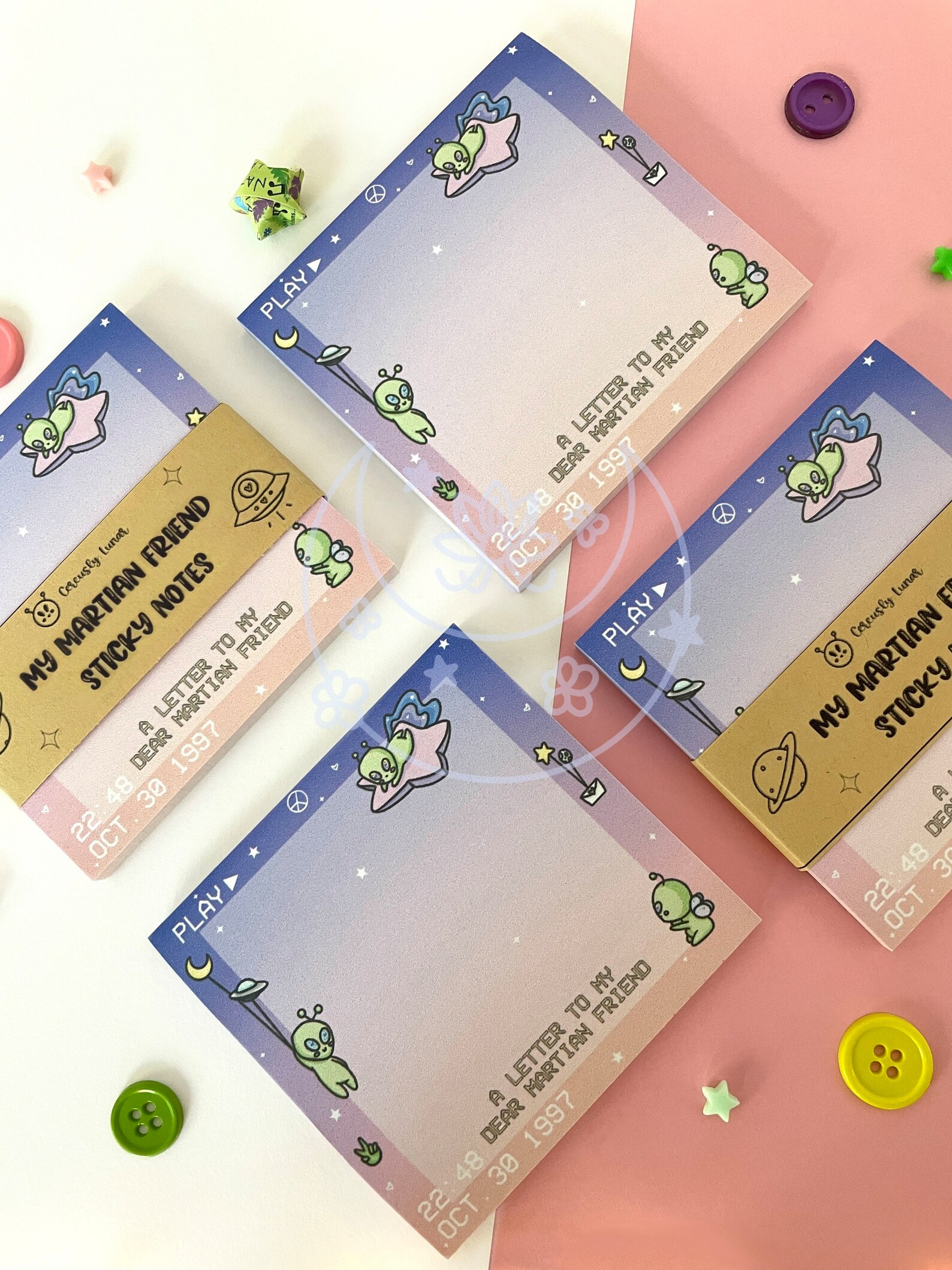 My Martian Friend Sticky Notes Cute Alien Illustration - Etsy