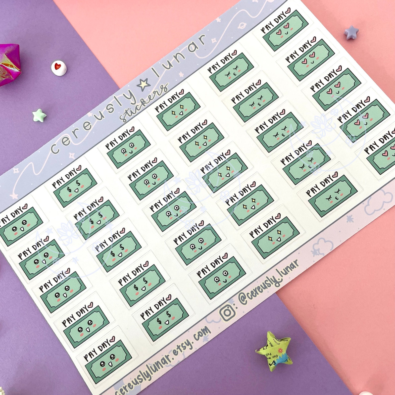 Pay Day Stickers 30 Stickers Money Stickers Planner - Etsy