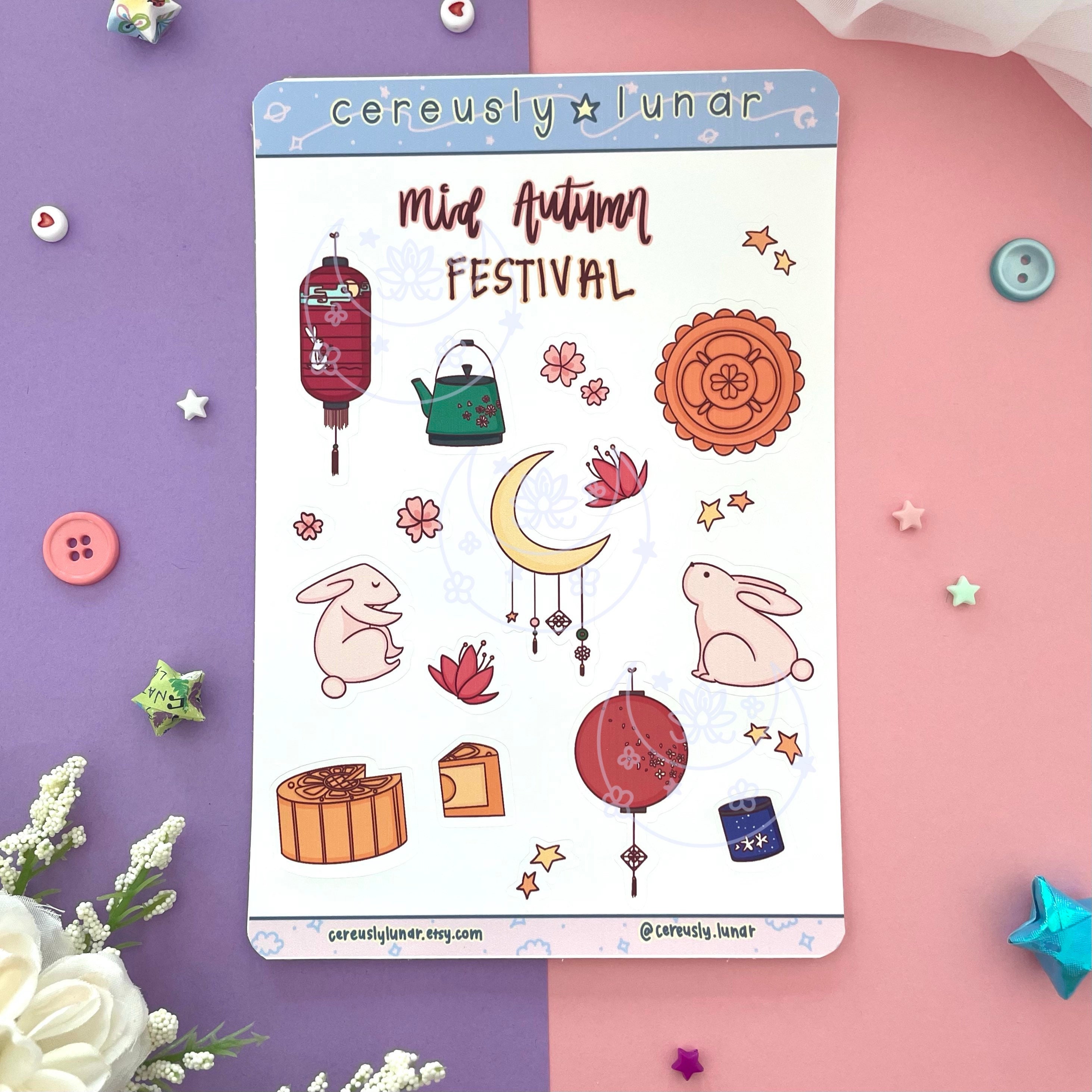 Mid-autumn Festival Stickers Mooncake Stickers Lantern - Etsy