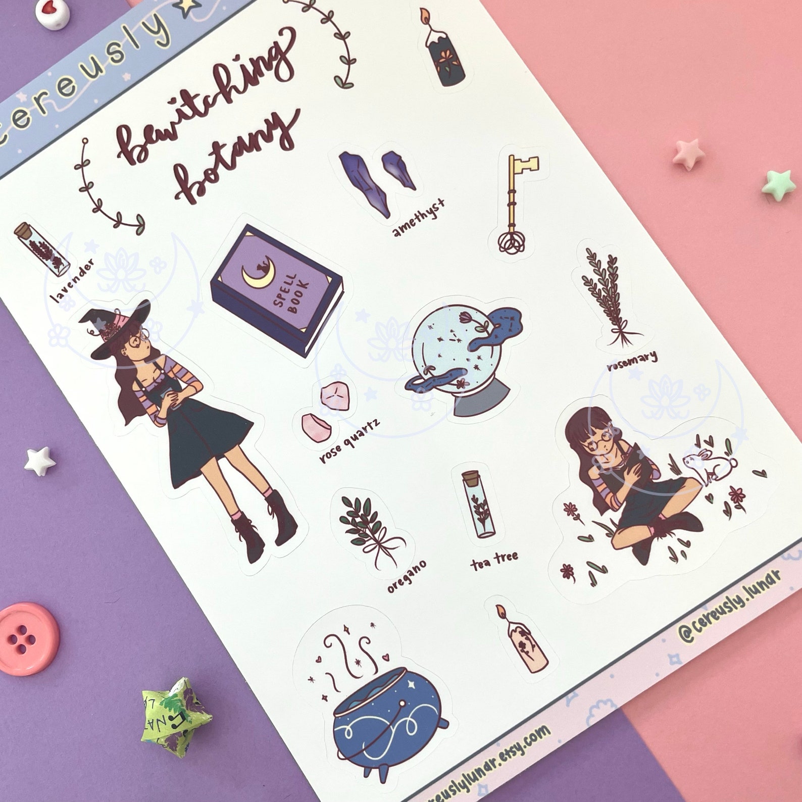 Bewitching Botany Sticker Sheet Floral Witch Stickers - Etsy