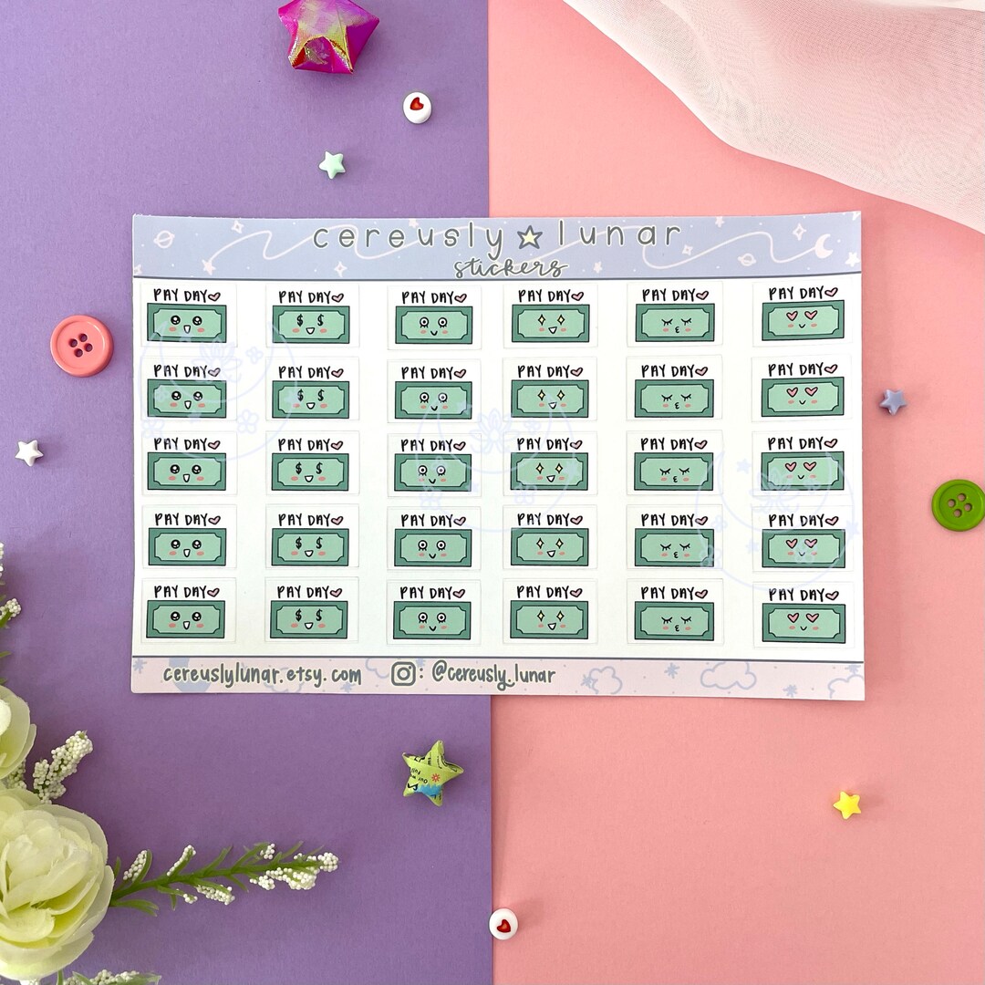 Pay Day Stickers 30 Stickers Money Stickers Planner - Etsy