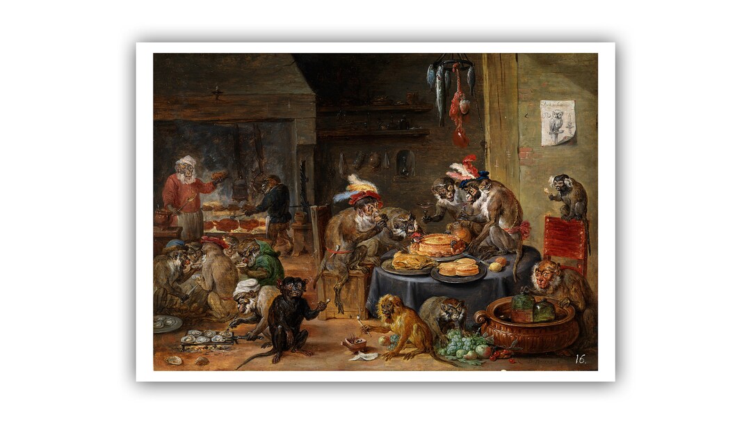 David Teniers : "monkey Banquet", C. 1660 - Museum Quality Giclee Print ...