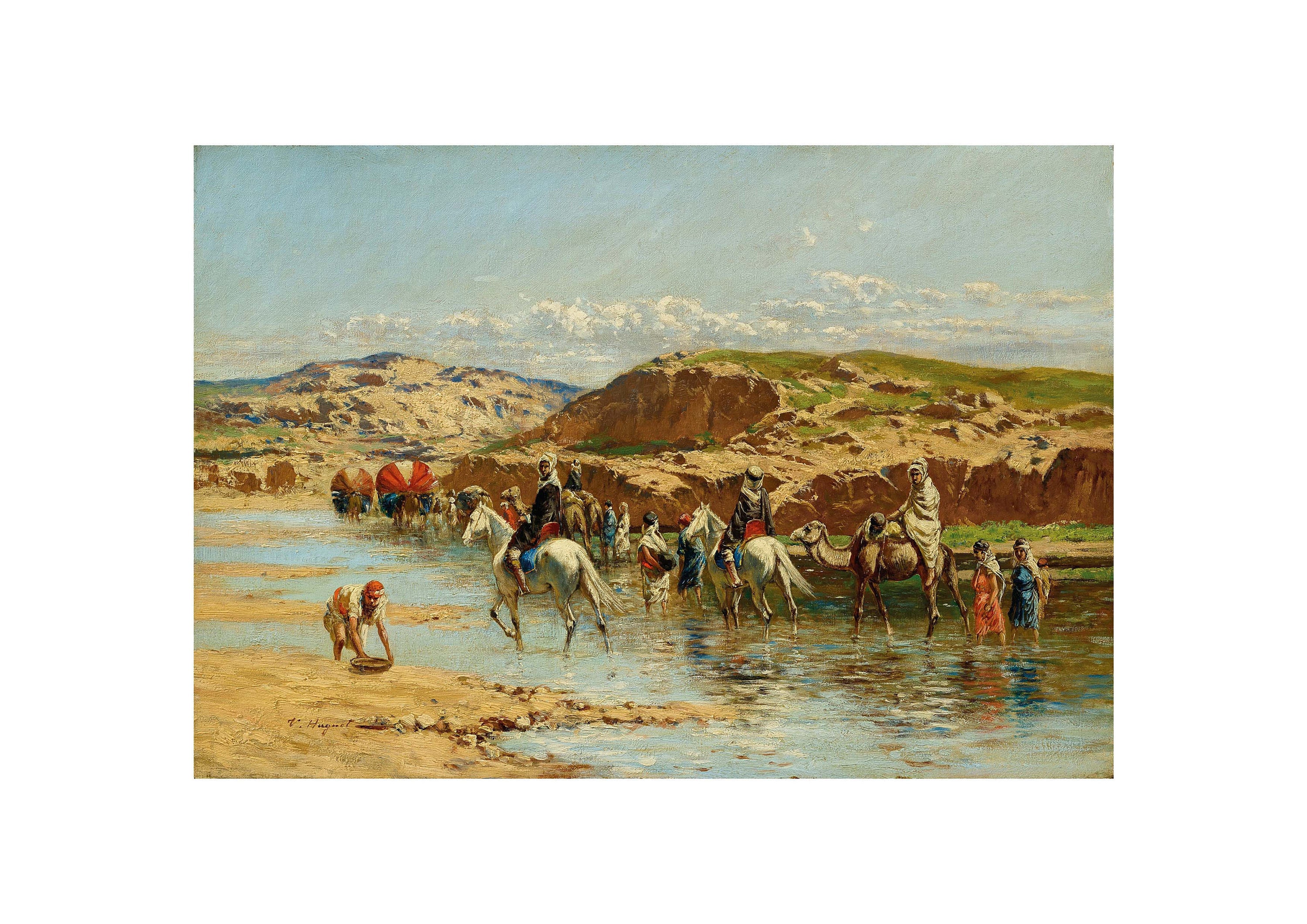 Victor Pierre Huguet : Passer une rivière à gué Alger - Etsy France
