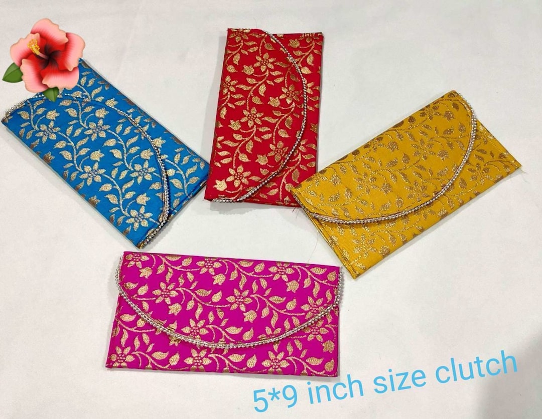 Indian Wedding Envelope Premium Raw Silk Fabric With Golden - Etsy