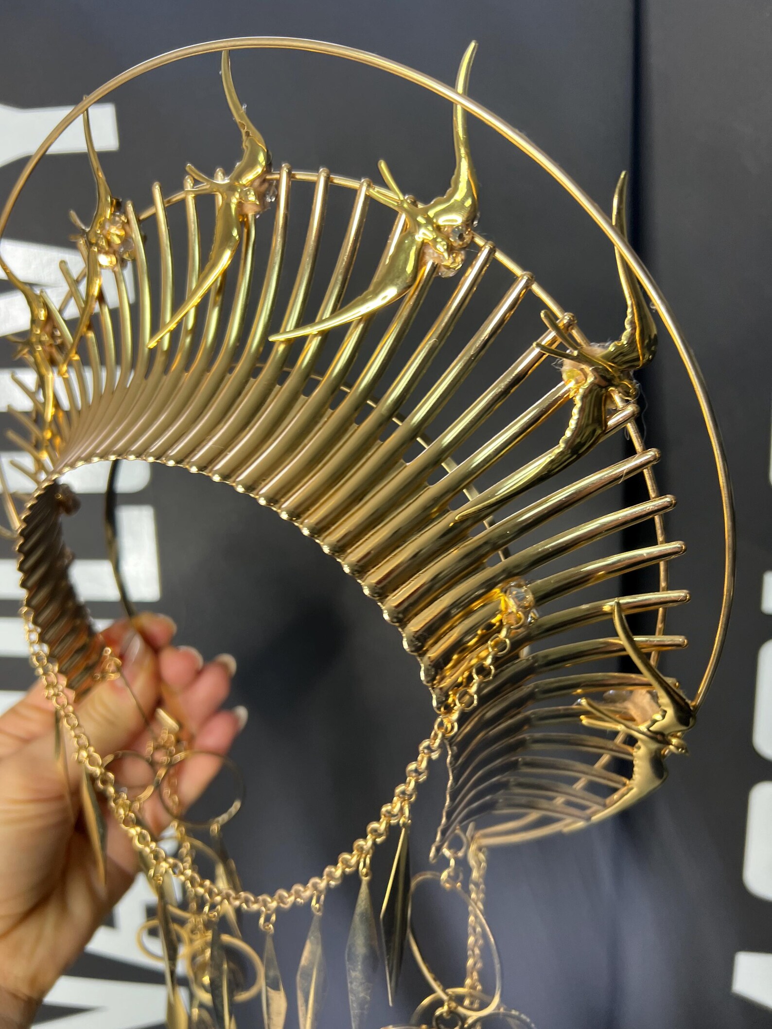 Gold Avant-garde Madonna Tiara Modern Metallic Sunburst Crown Artist ...