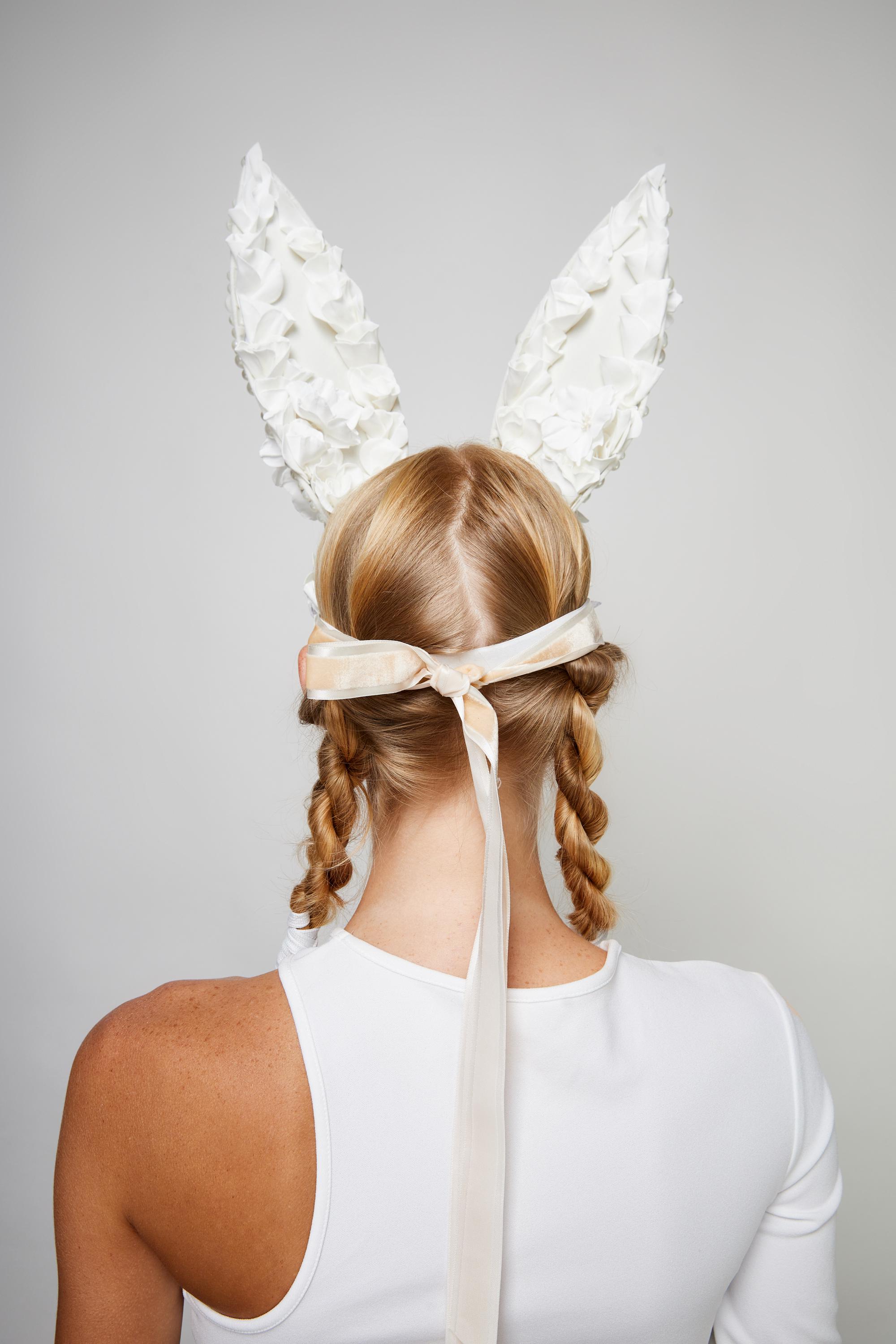 White Floral Rabbit Mask Celestial Rubbit Headpiece for Masquerade ...