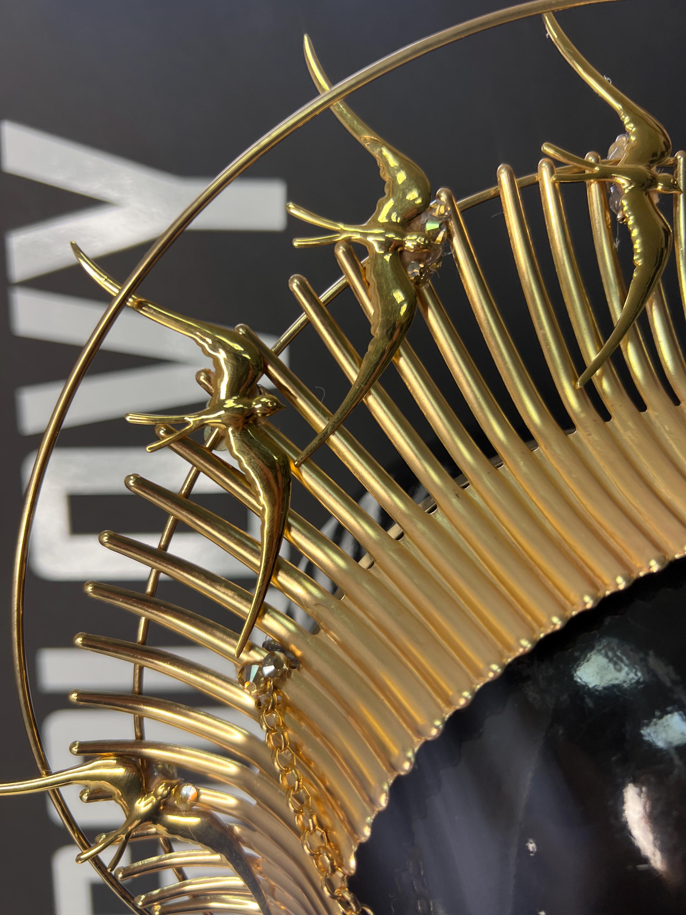 Gold Avant-garde Madonna Tiara Modern Metallic Sunburst Crown Artist ...
