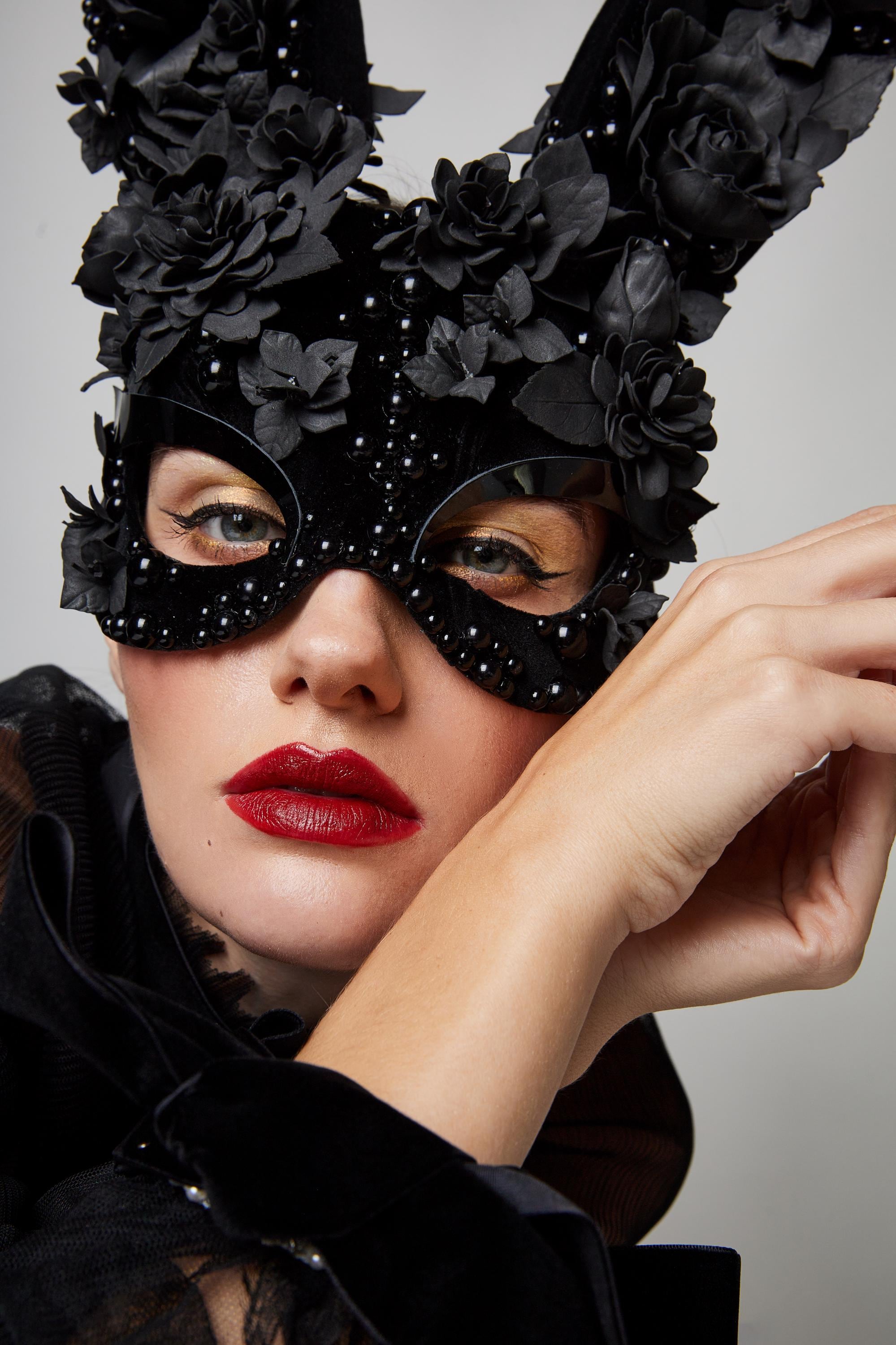 White Floral Rabbit Mask Celestial Rubbit Headpiece for Masquerade ...