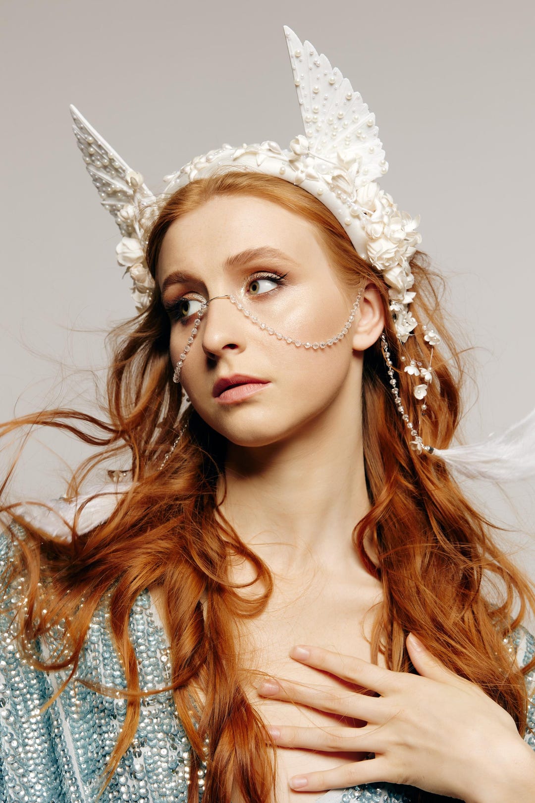 Winged Venus Goddess Bridal Crown: Pearlescent Floral Halo - Etsy