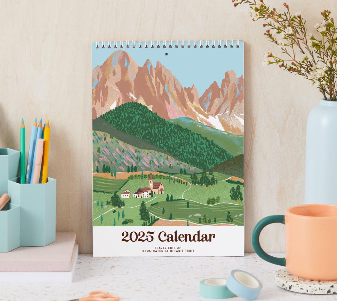 2025 Travel Calendar, Monthly Wall Calendar, Destination Travel Gift ...
