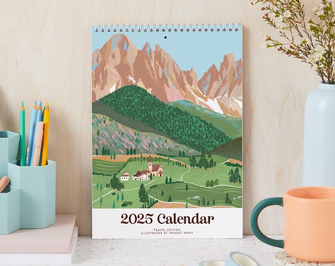 2025 Travel Calendar, Monthly Wall Calendar, Destination Travel Gift ...