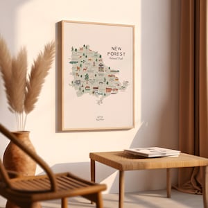 New Forest Map Print, Travel Map, Illustrated National Park Map, New ...